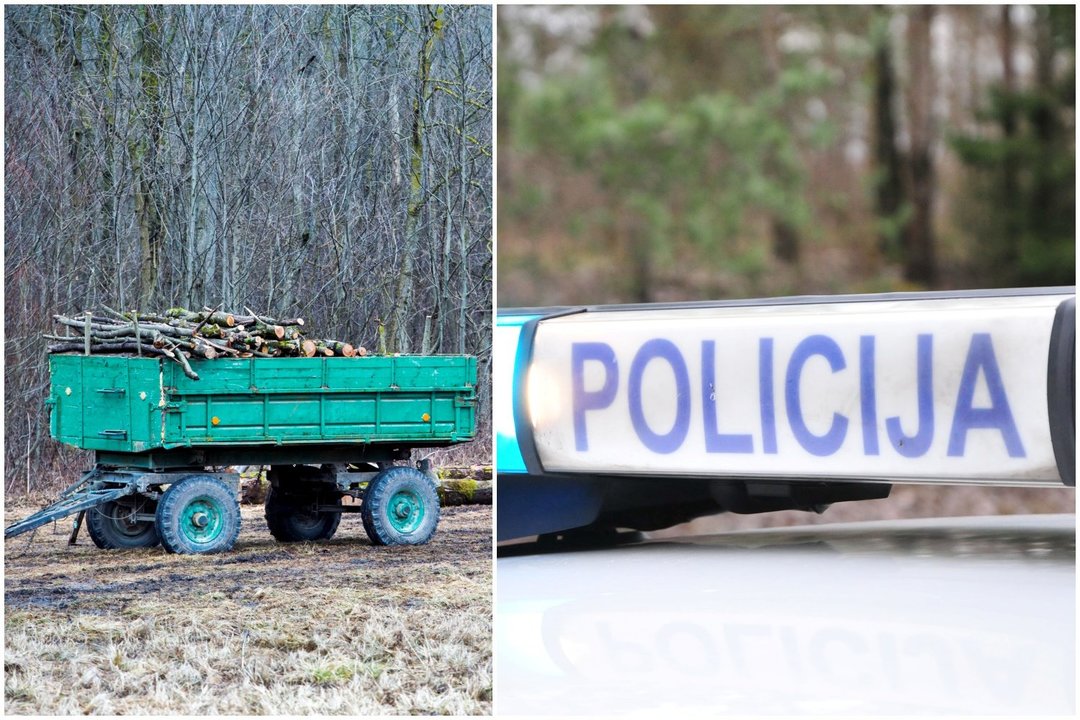 Šalčininkų r. apsivertė rąstus gabenęs traktorius – nukentėjo žmogus